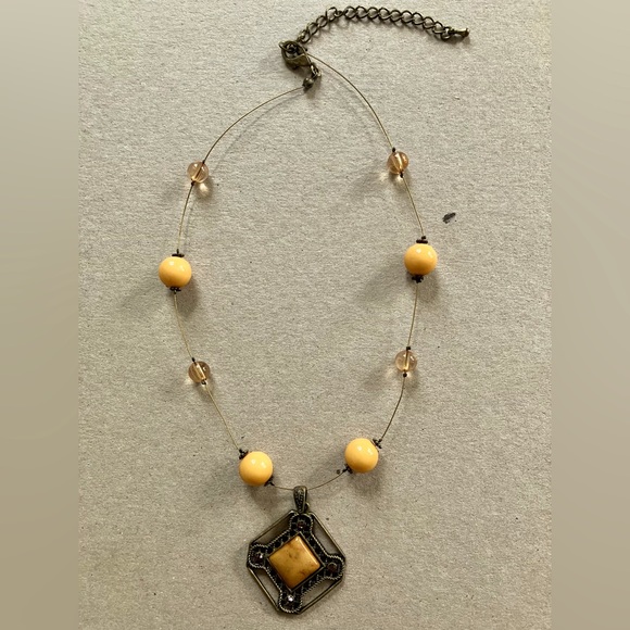 Jewelry | Saffron Stone Butterscotch Beaded Station Necklace Vintage ...